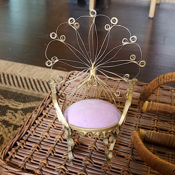 Unknown | Accents | Vintage Rocking Chair Curled Metal Pin Cushion ...